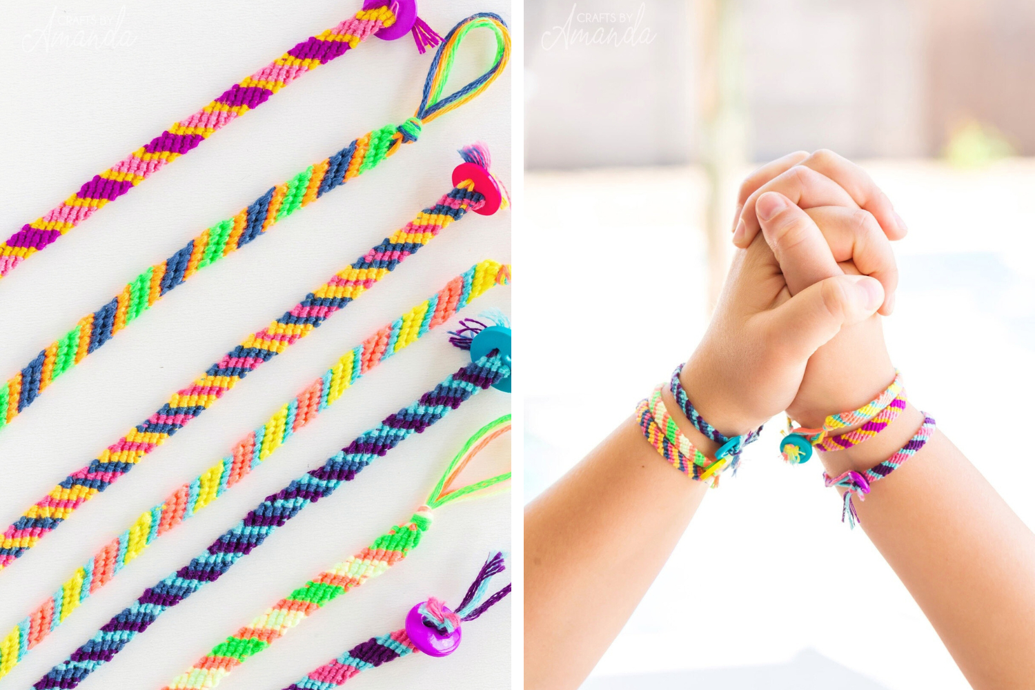 Make colorful friendship bracelets with this easy candy stripe pattern ...