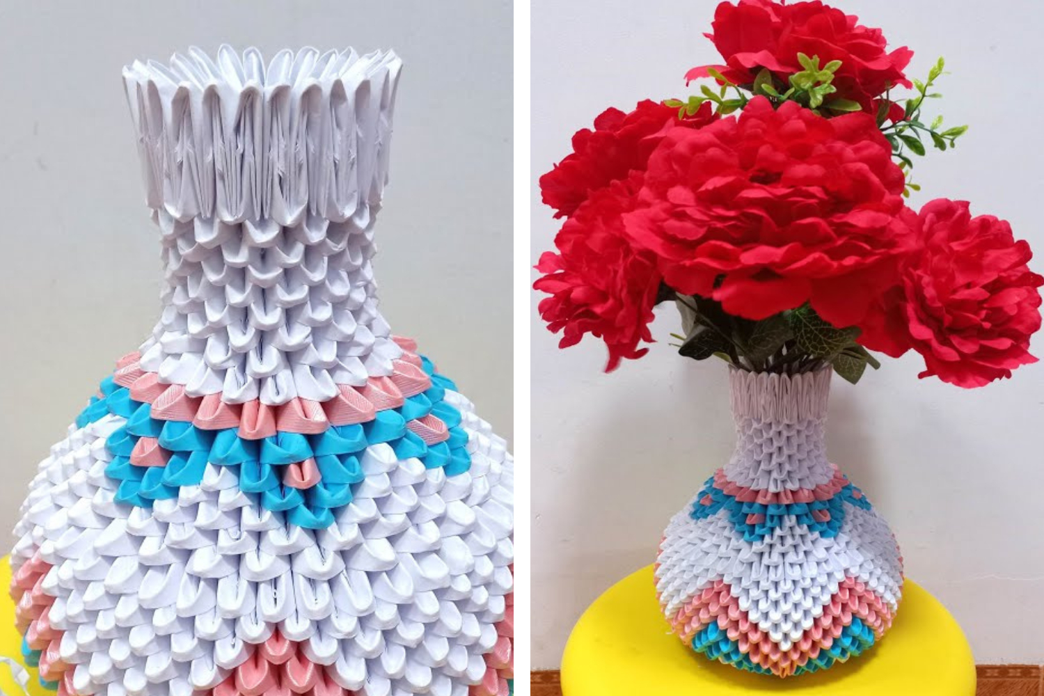 How to make a 3D origami vase - easy DIY decor project - Crafts on display