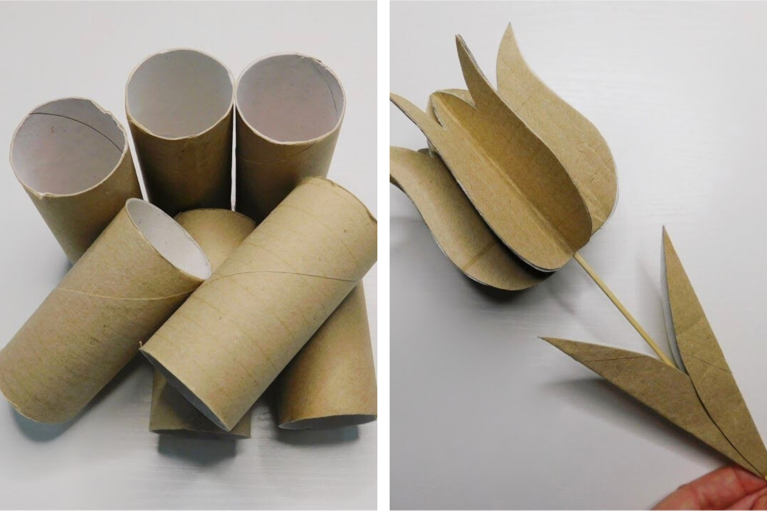 How to make tulips from toilet paper rolls - easy recycled craft ...