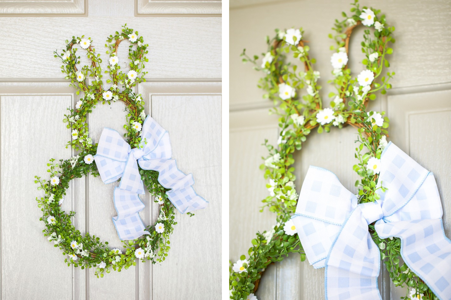 How to make a cute bunny-shaped wreath for Easter - Crafts on display