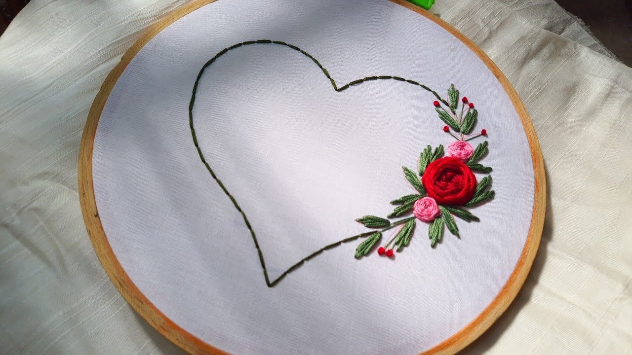 Floral heart embroidery tutorial - Crafts on display