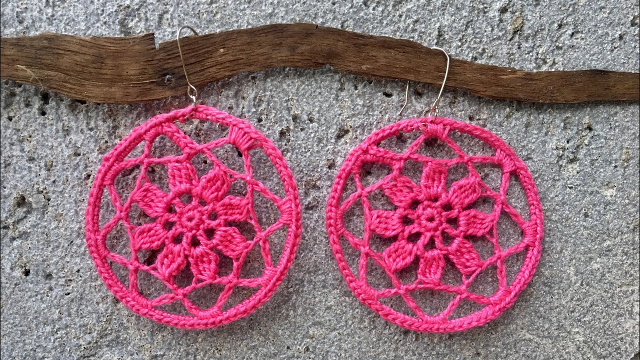 How to crochet colorful mandala loop earrings - fun, quick project ...