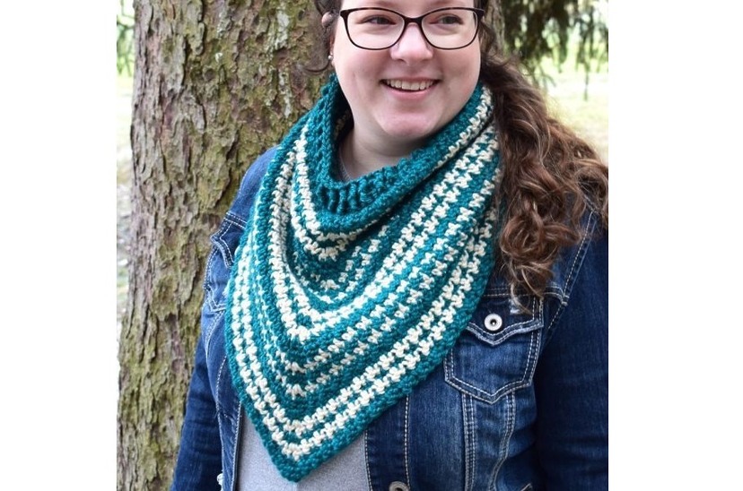 Two-color triangle cowl (free pattern) - Crafts on display