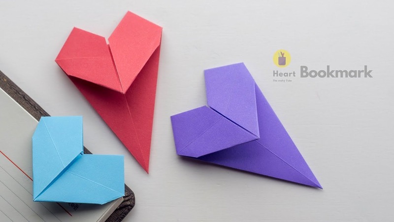 DIY origami heart bookmark tutorial for beginners - Crafts on display