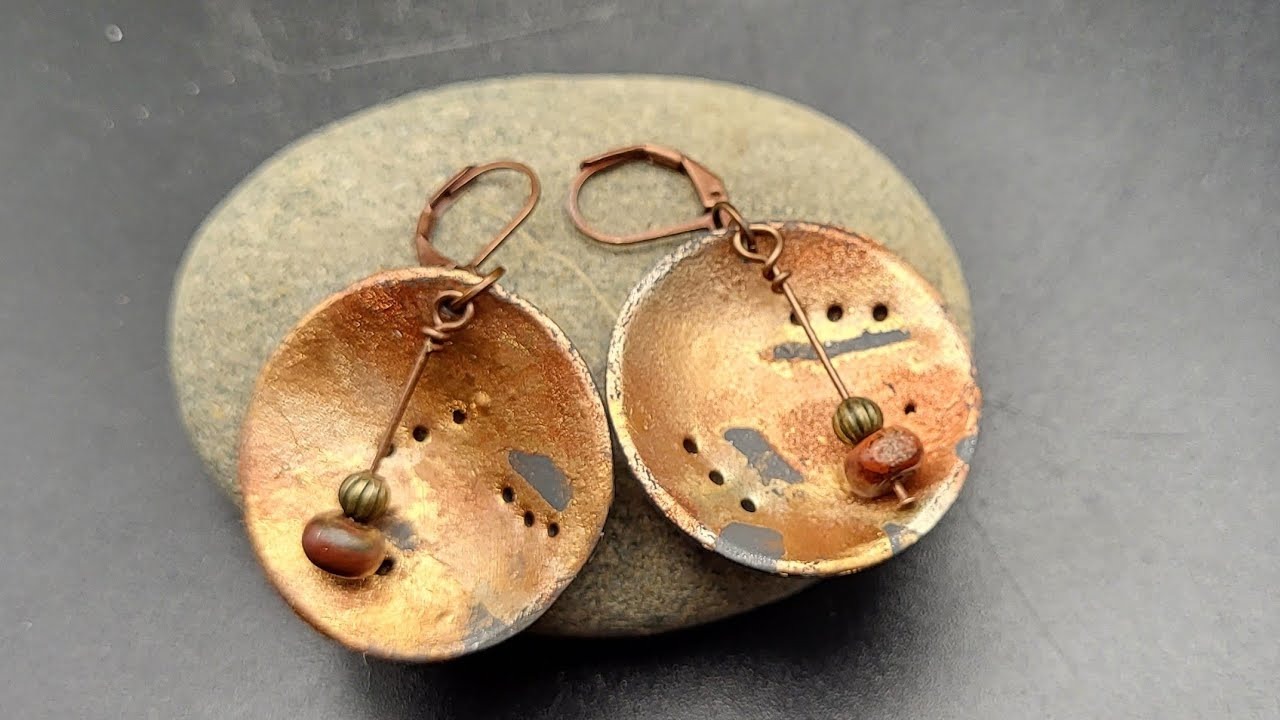 Concave metallic polymer clay earrings - Crafts on display