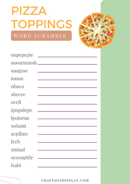 Pizza toppings - Crafts on display