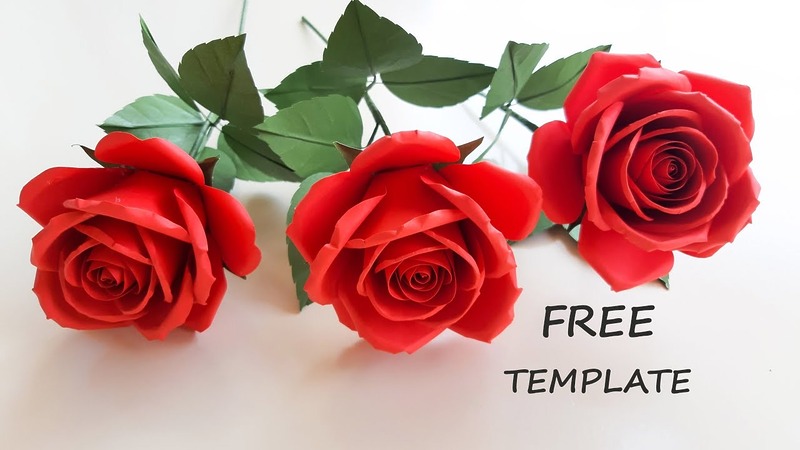 Rose paper flowers with free template - Crafts on display