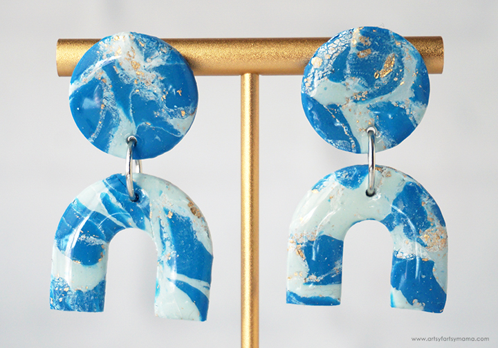 Marbled Polymer Clay Earrings Crafts On Display