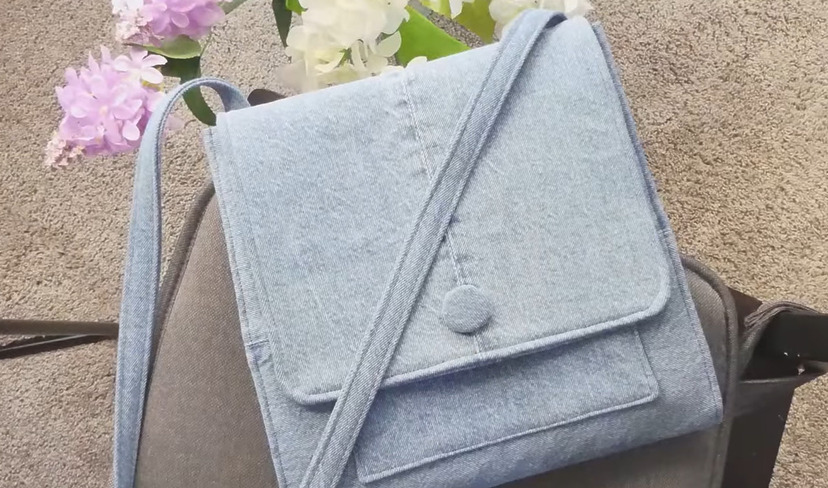 DIY simple flap over denim crossbody bag - Crafts on display