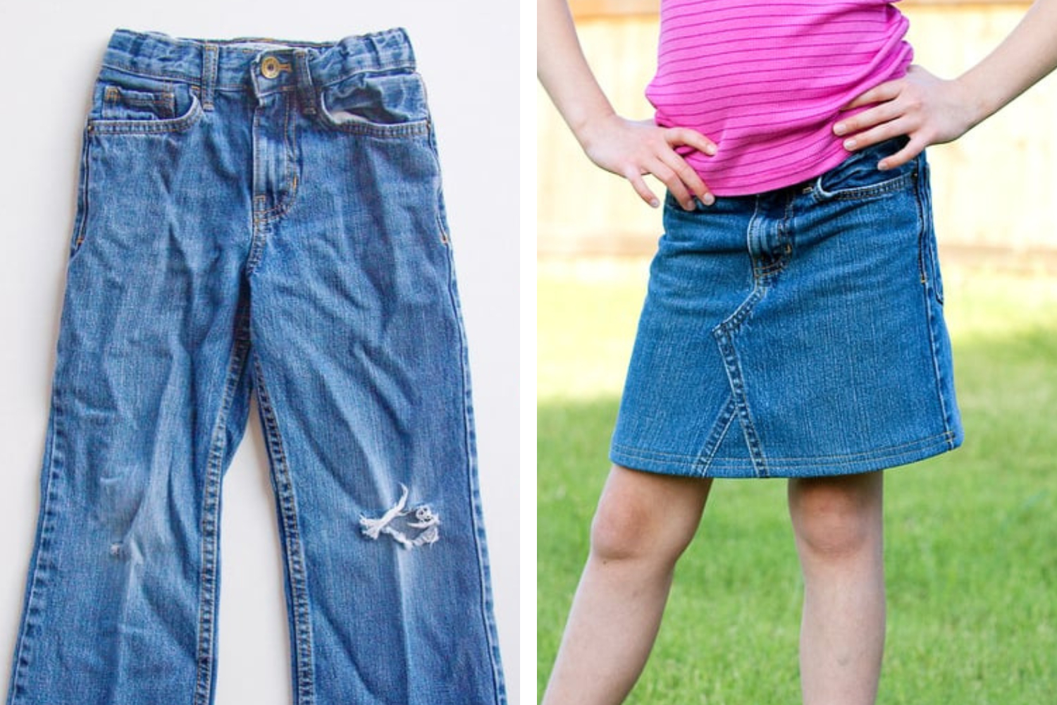 DIY denim skirt from old jeans - easy upcycling project - Crafts on display