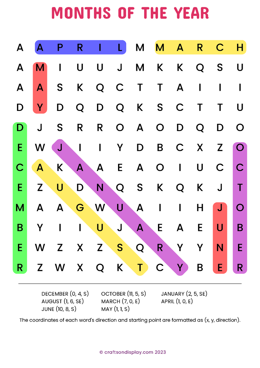 Word search - Crafts on display