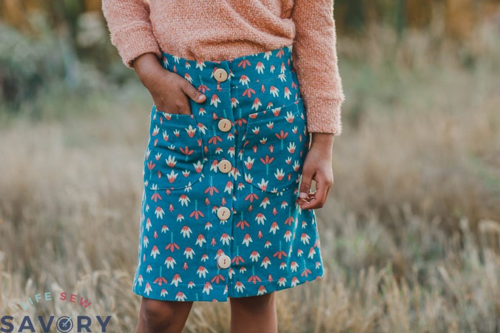 DIY button-front skirt - free sewing pattern for kids (sizes 2-14 ...