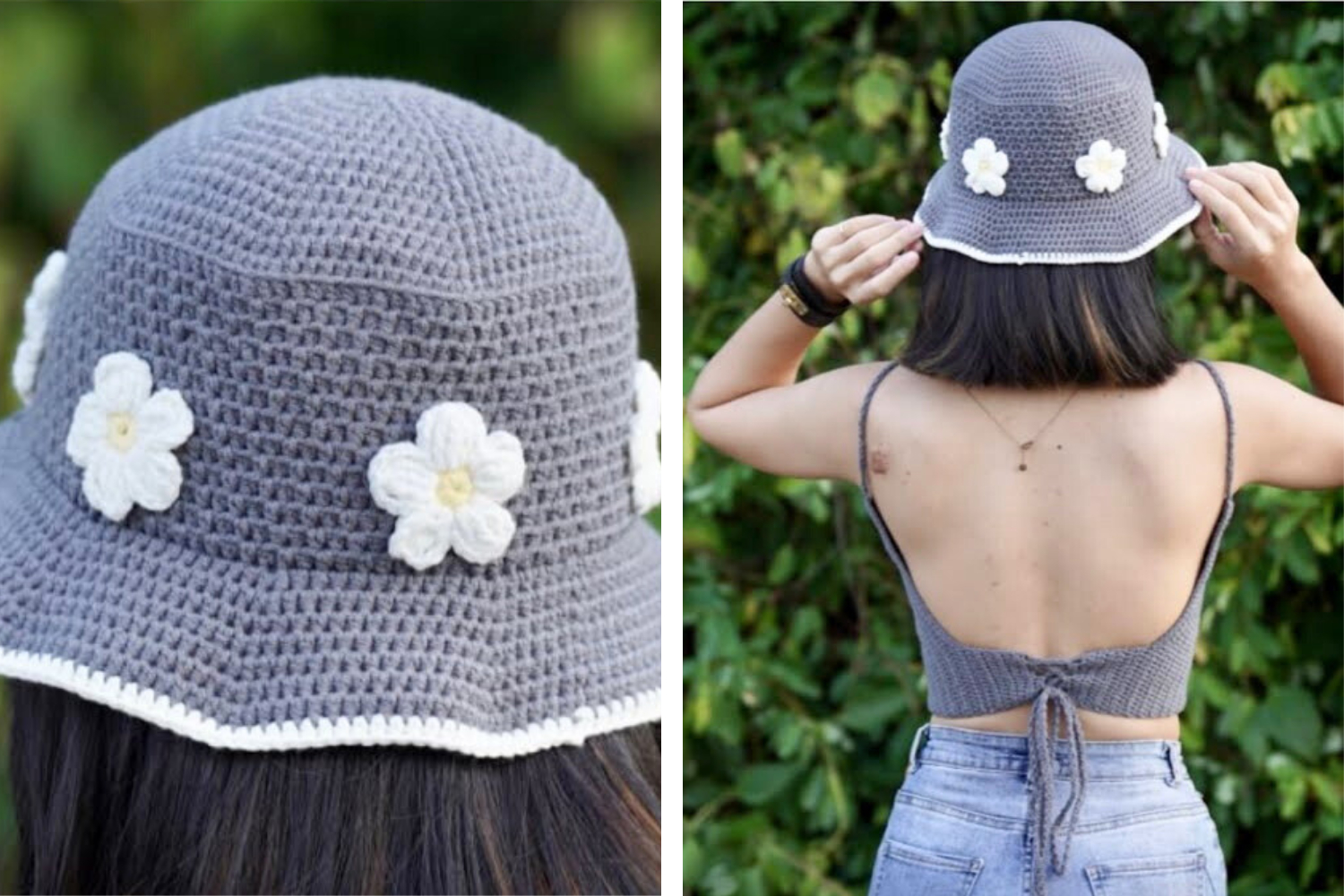 Free summer bucket hat pattern with daisy appliques - Crafts on display