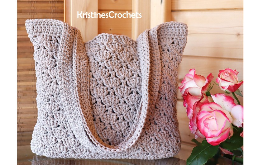 Easy shells tote bag (free pattern) - Crafts on display