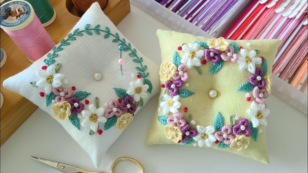 DIY embroidered pincushion: free pattern - Crafts on display