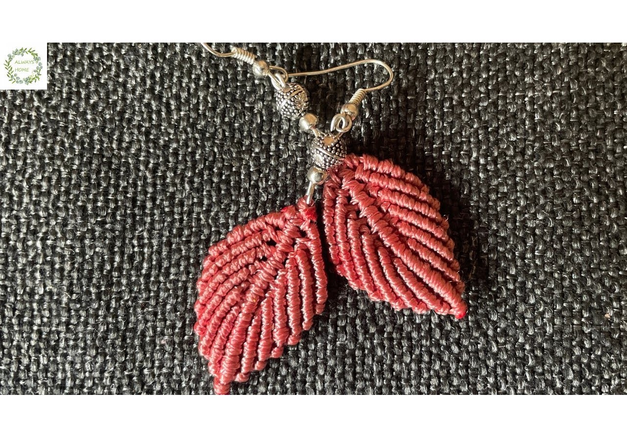 How to make macrame leaf earrings - Crafts on display