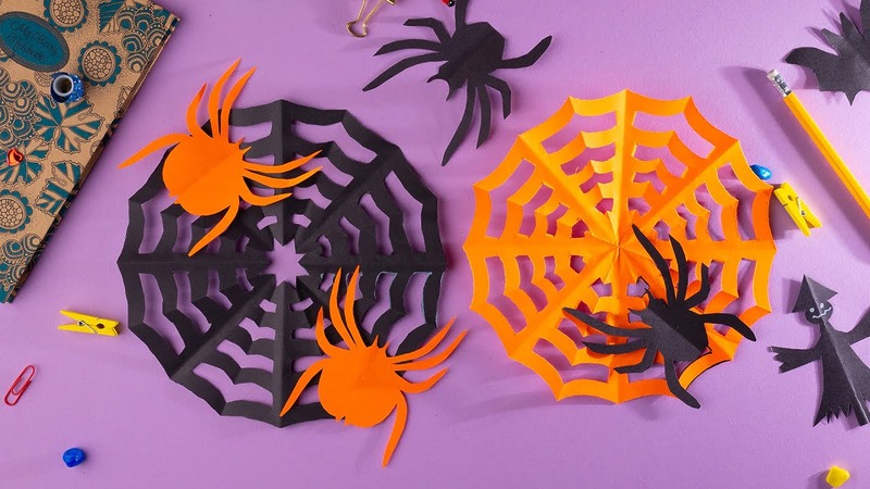 Easy DIY paper spider and web Halloween decorations - Crafts on display