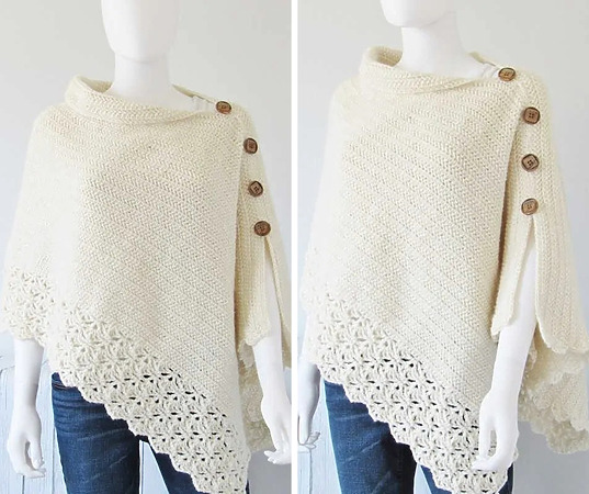 Easy crochet poncho from a rectangle - Crafts on display