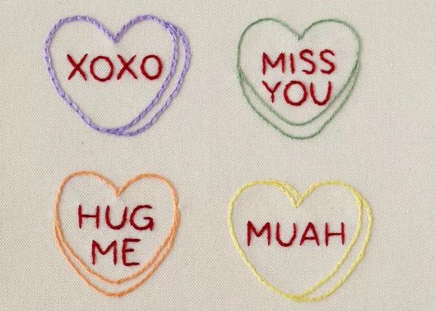 DIY embroidered candy hearts - fun and easy Valentine’s project ...