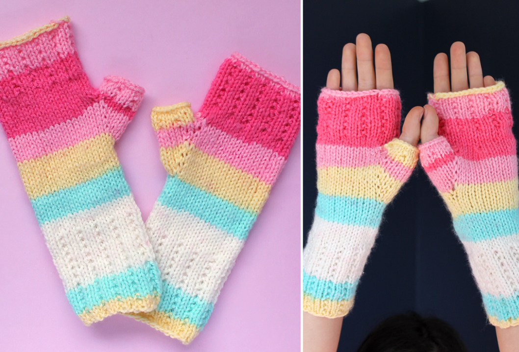 Free easy fingerless mitts pattern - Crafts on display