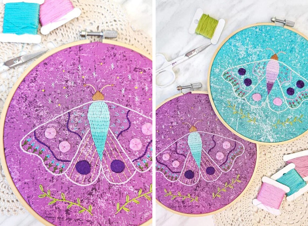 Learn 10 embroidery stitches with this free moth sampler pattern ...