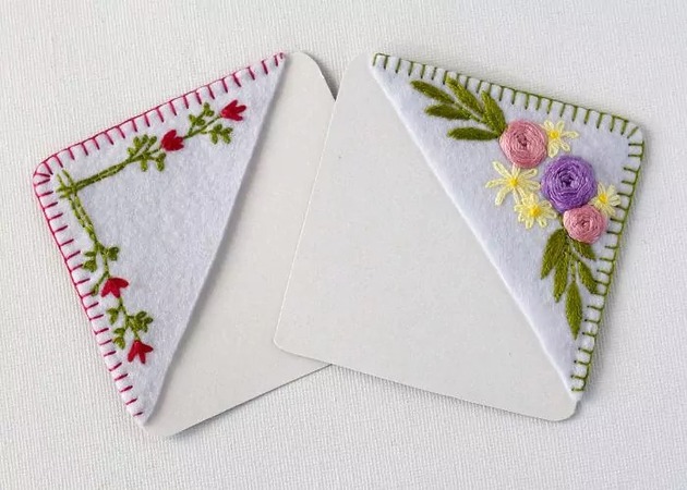 Embroidered corner bookmark tutorial - Crafts on display