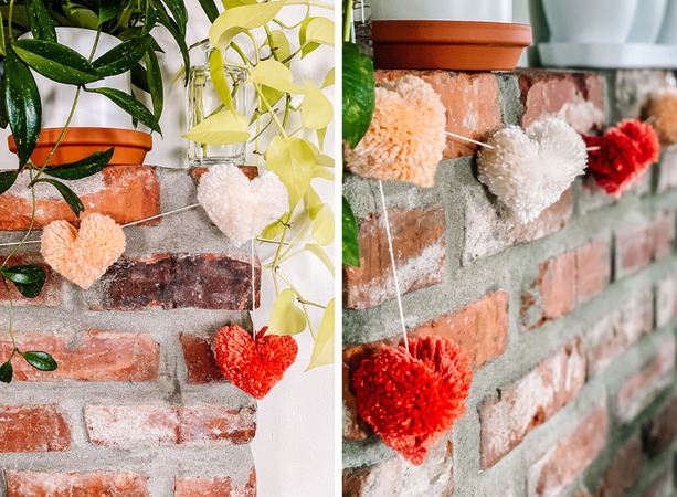 Heart pom pom garland tutorial - Crafts on display