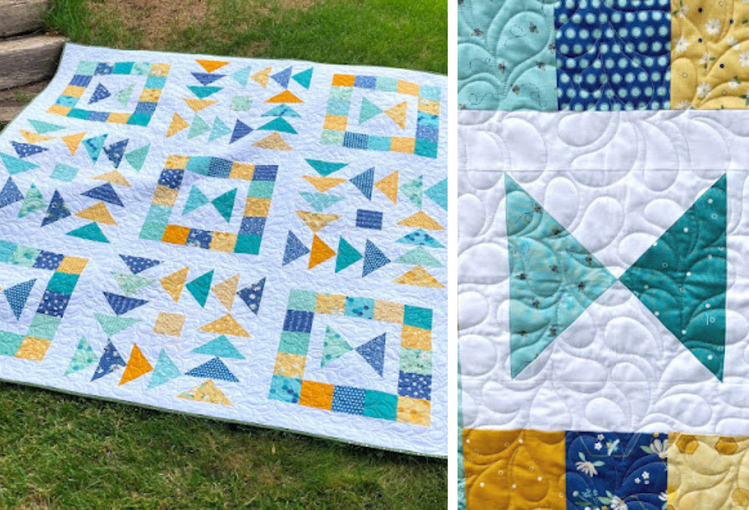How to make a Flying in Squares quilt with flying geese and squares ...