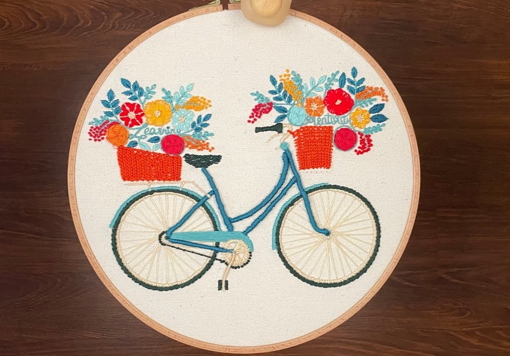 Cute bicycle hand embroidery - Crafts on display