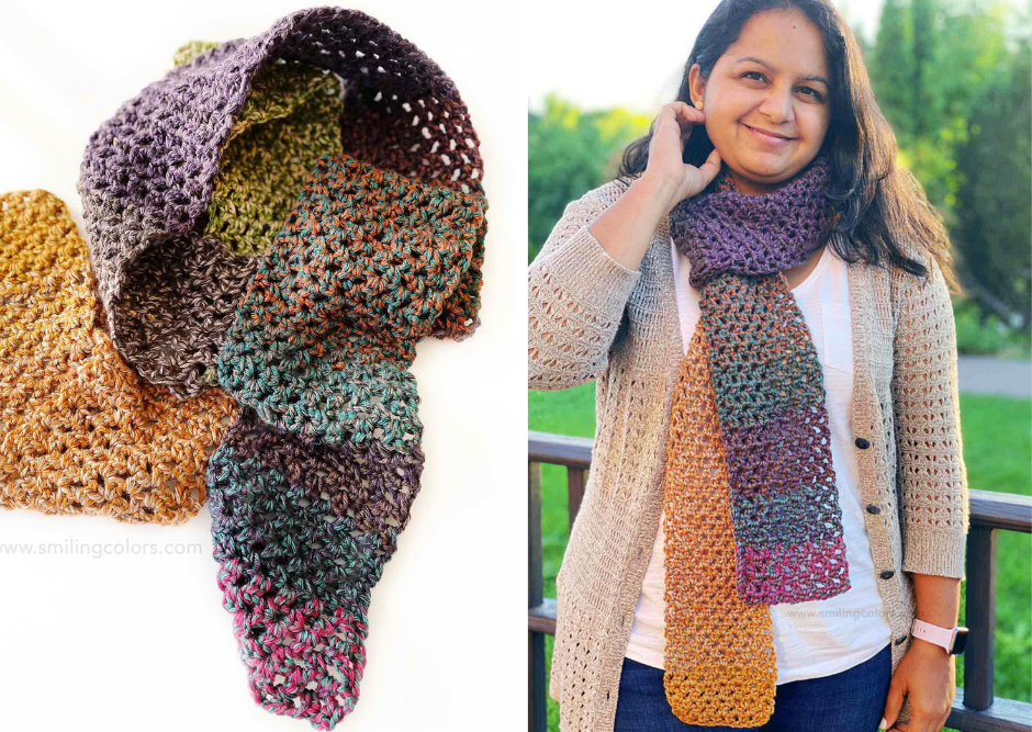 Quick one skein crochet scarf with beautiful texture - Crafts on display