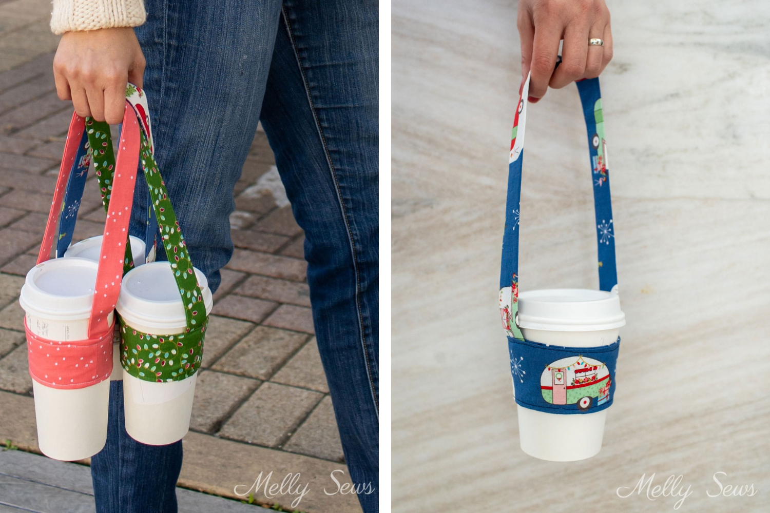 Easy DIY coffee cup carrier: fun sewing gift idea - Crafts on display