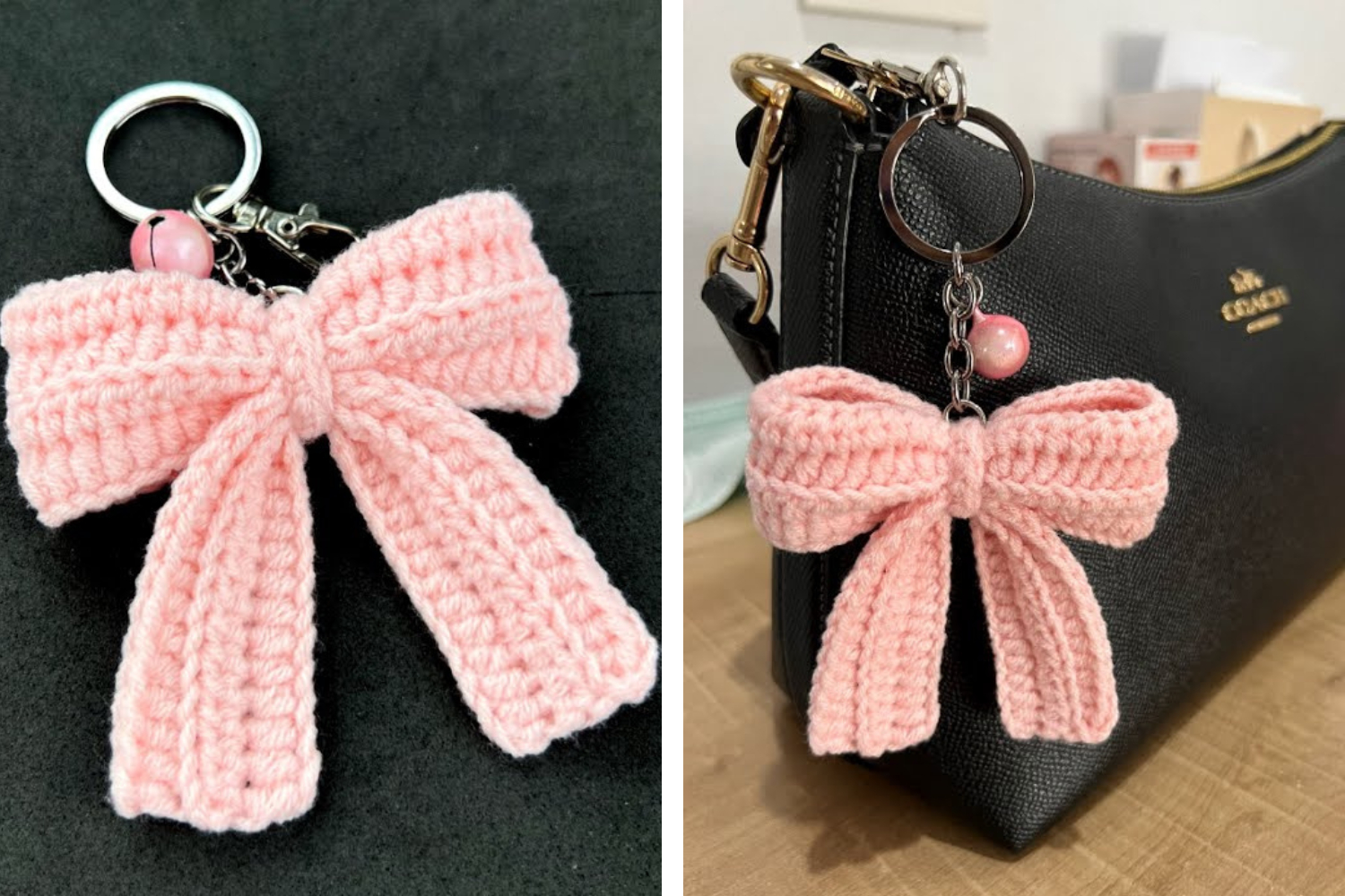 Crochet easy bow keychain - Crafts on display