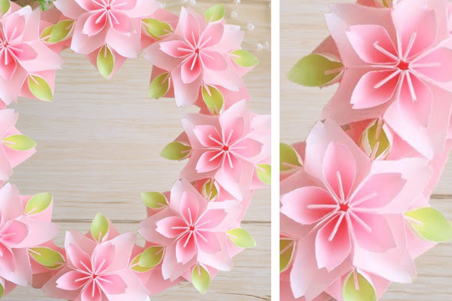 DIY cherry blossom wreath - easy origami paper craft tutorial - Crafts ...