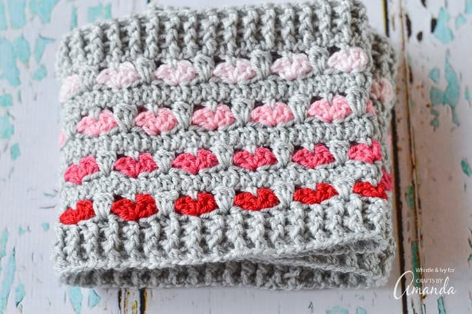 Free crochet heart scarf pattern - easy scarf with colorful rows ...