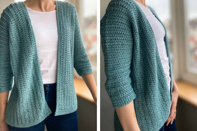 Easy crochet cardigan pattern - 2-rectangle design for beginners ...