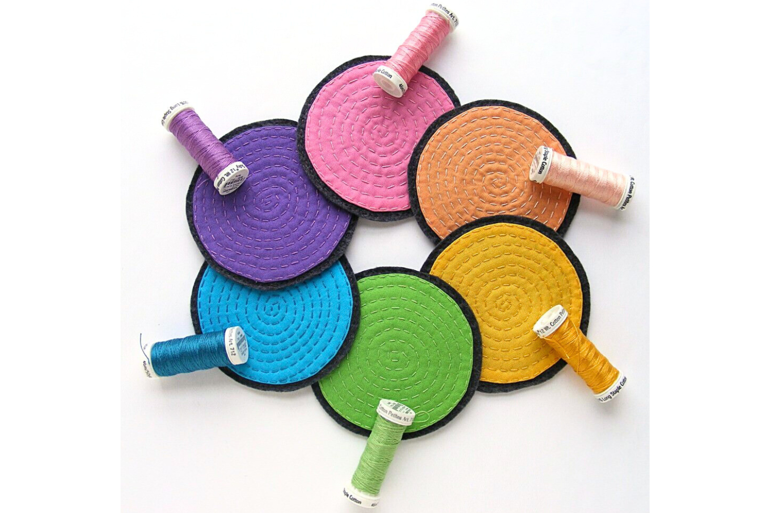 Practice your running stitch with these colorful felt coasters - Crafts ...