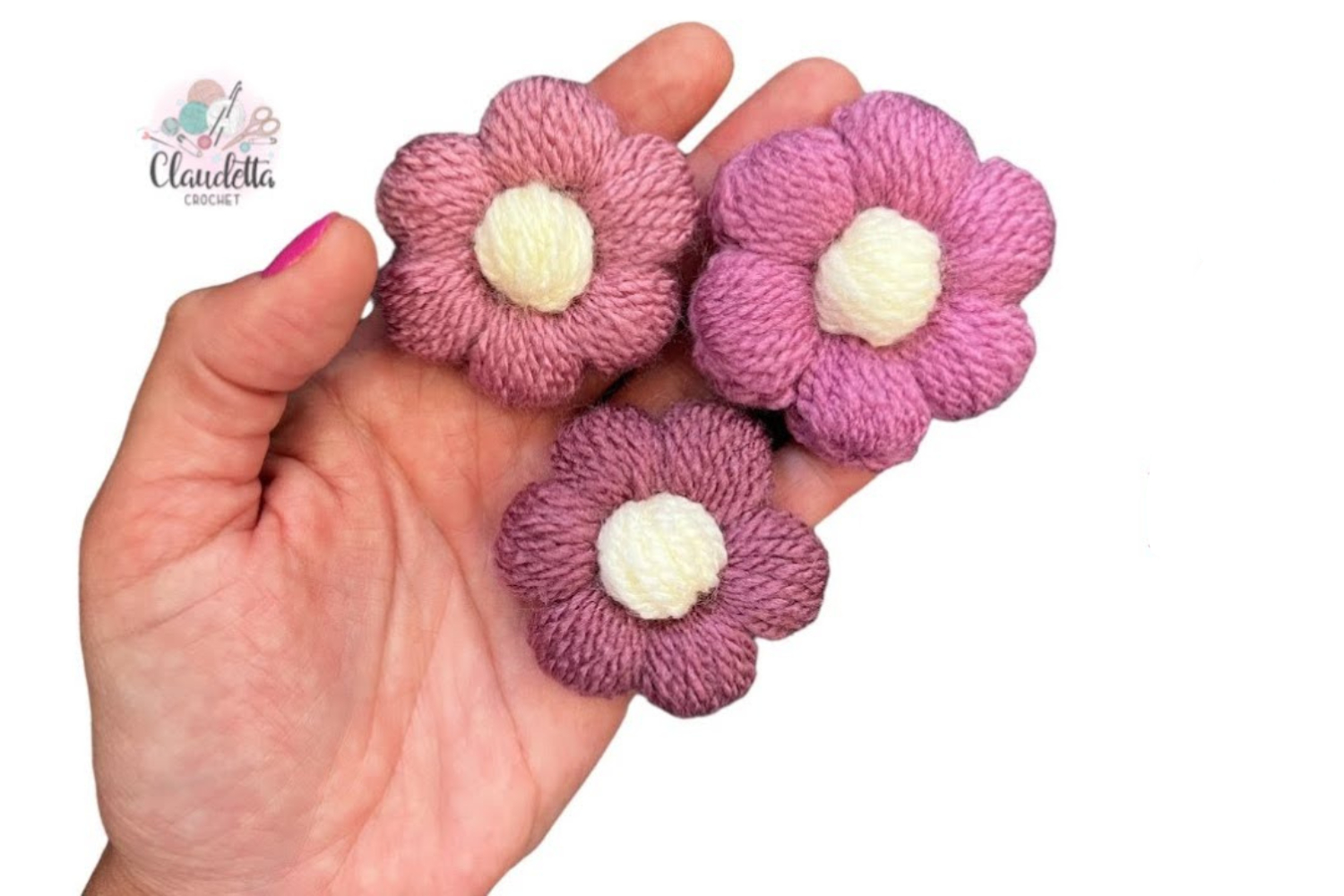 Easy crochet puff flowers tutorial - Crafts on display