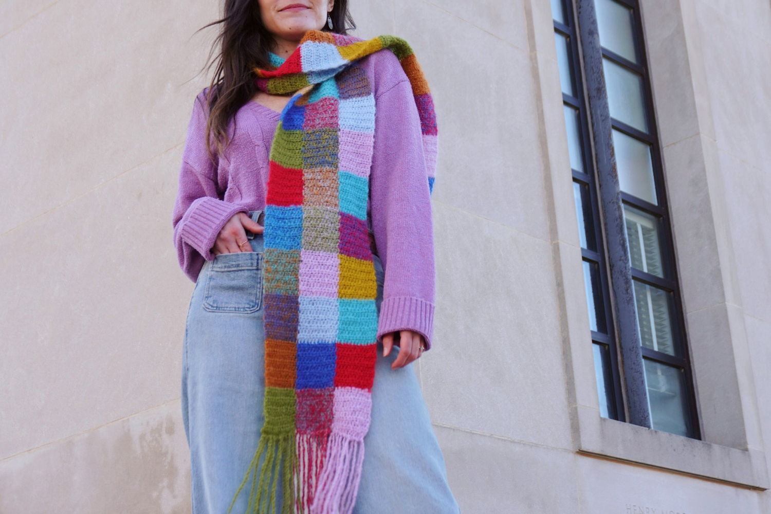 How to crochet a patchwork scarf with mohair yarn: free pattern ...