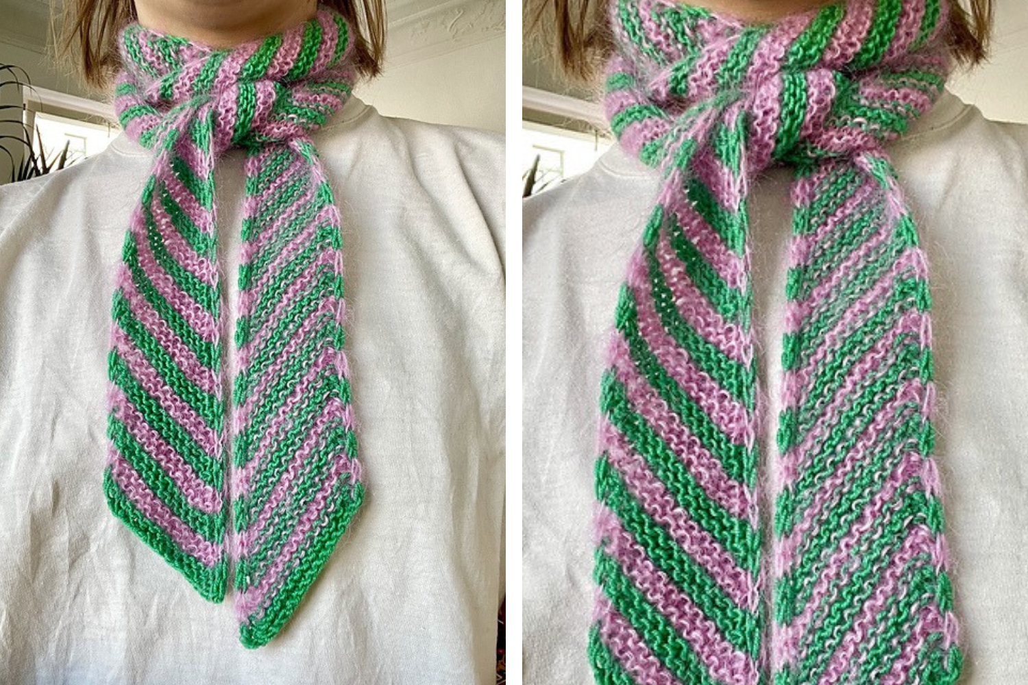 Knit a cute striped scarf with neat edges: free pattern - Crafts on display