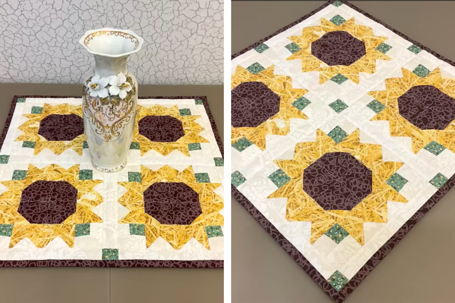 Beginner sunflower quilt block pattern: great for table runners ...