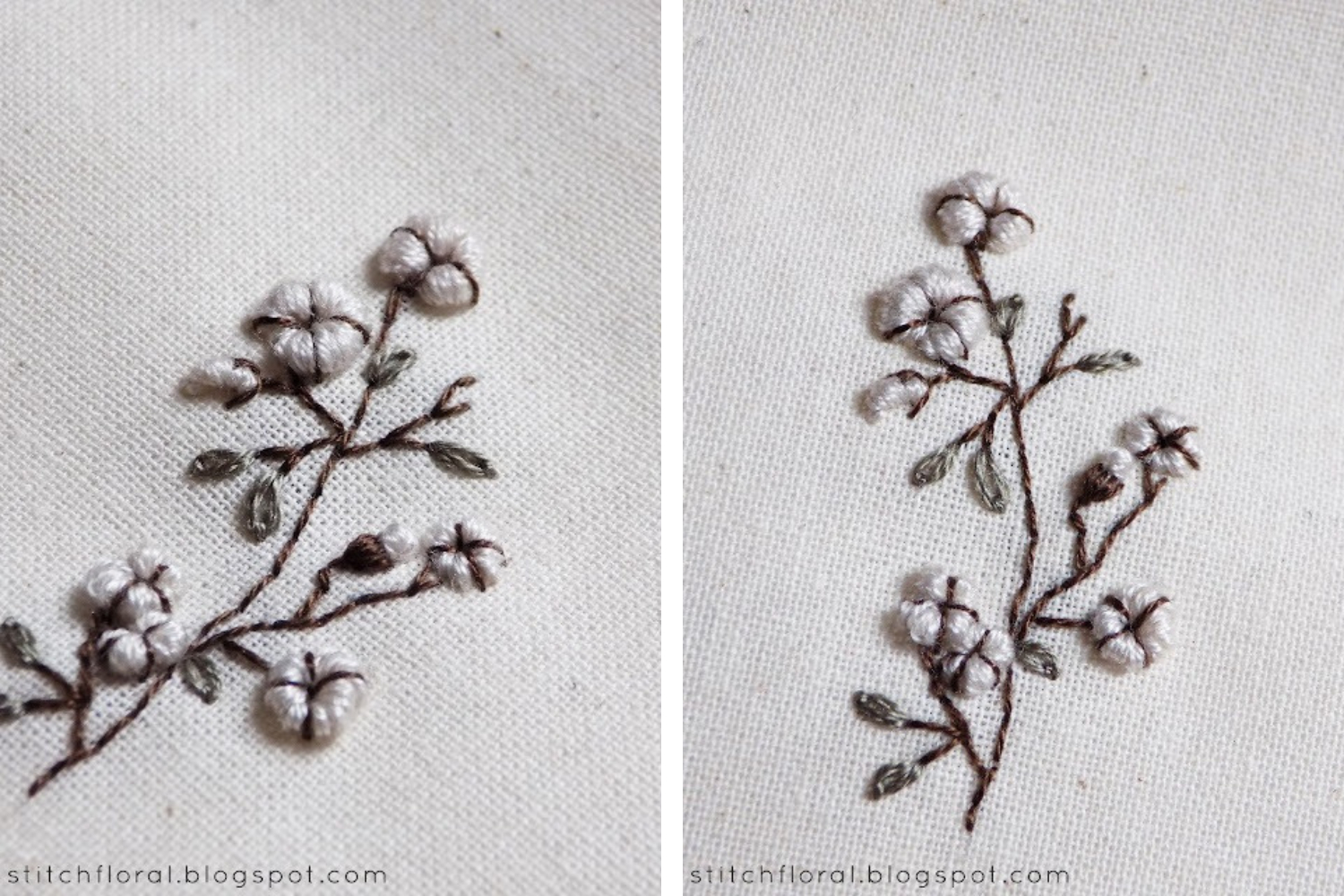 How to embroider fluffy cotton flowers: free pattern - Crafts on display