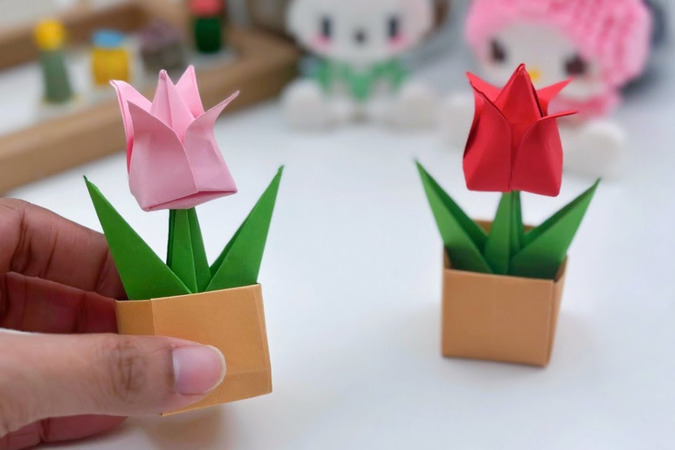 DIY mini paper tulips | Origami flower tutorial - Crafts on display