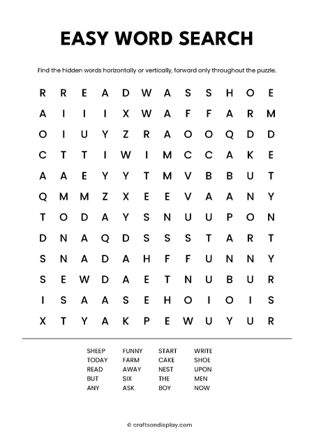 Word search - Crafts on display
