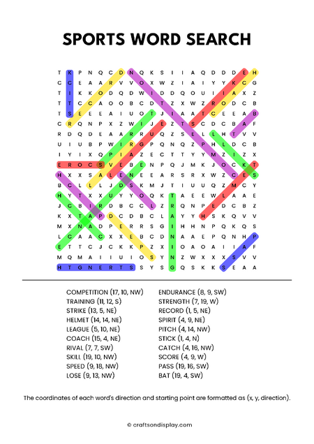 Word search - Crafts on display