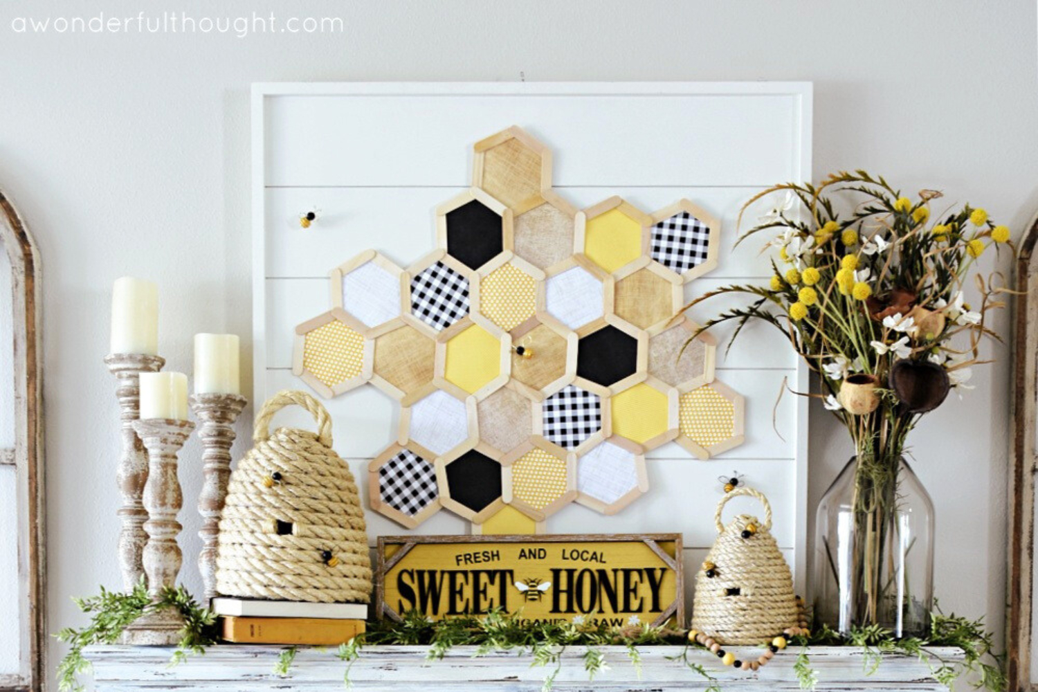 Honeycomb backdrop with craft sticks - easy diy tutorial - Crafts on ...