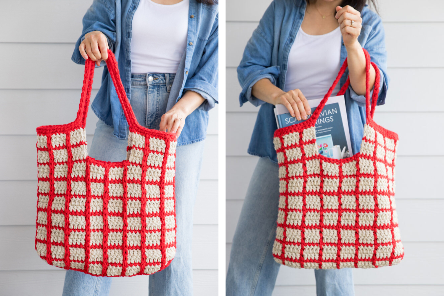 Windowpane crochet tote pattern - Crafts on display