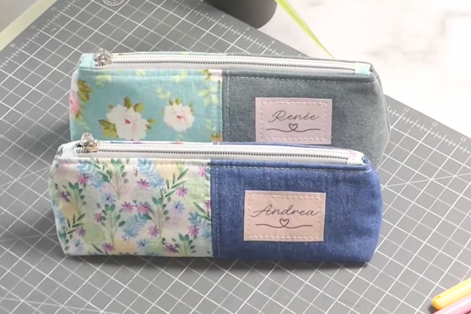 Upcycle denim into a cute floral zipper pouch - Crafts on display
