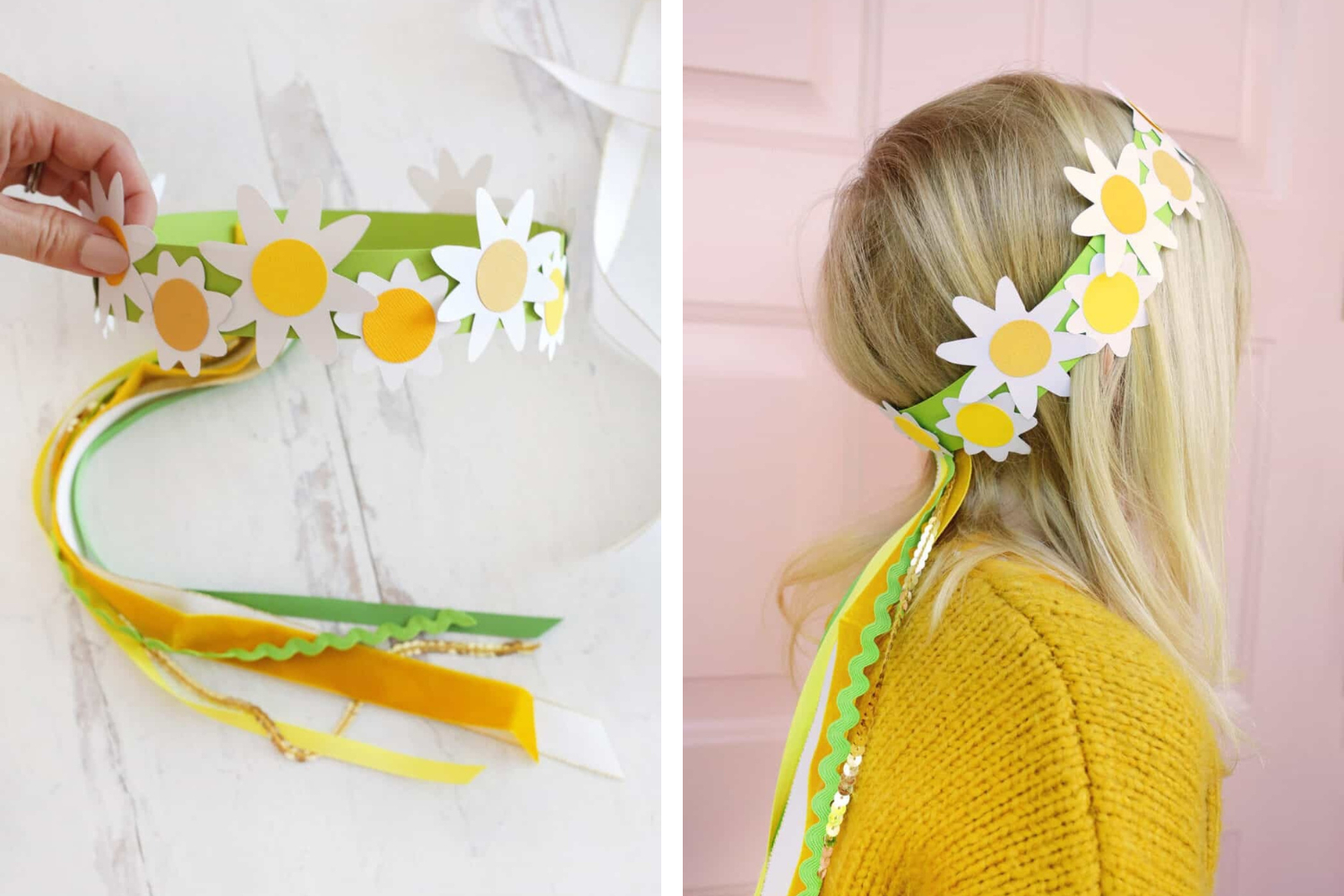 How to make a kids paper daisy crown (free template) - Crafts on display