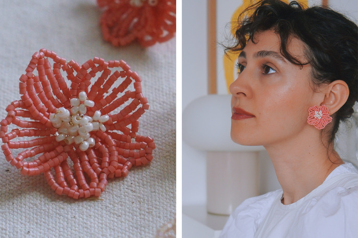 How to make delicate French beaded flower earrings - Crafts on display