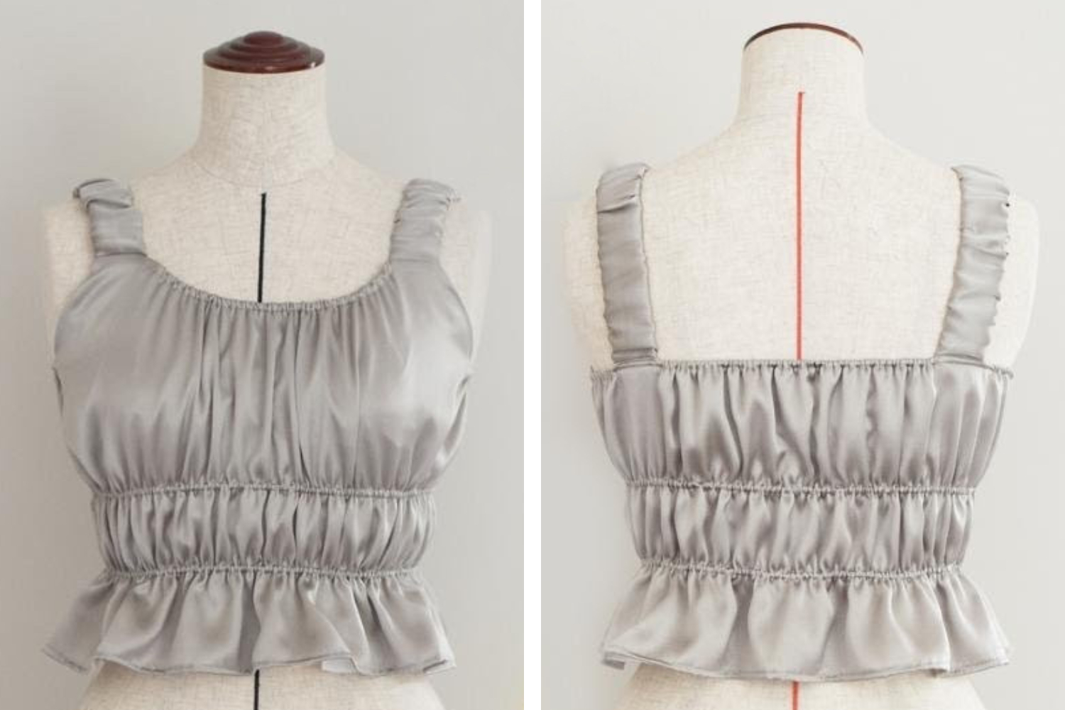 Easy DIY silk top with elastic straps - free pattern - Crafts on display